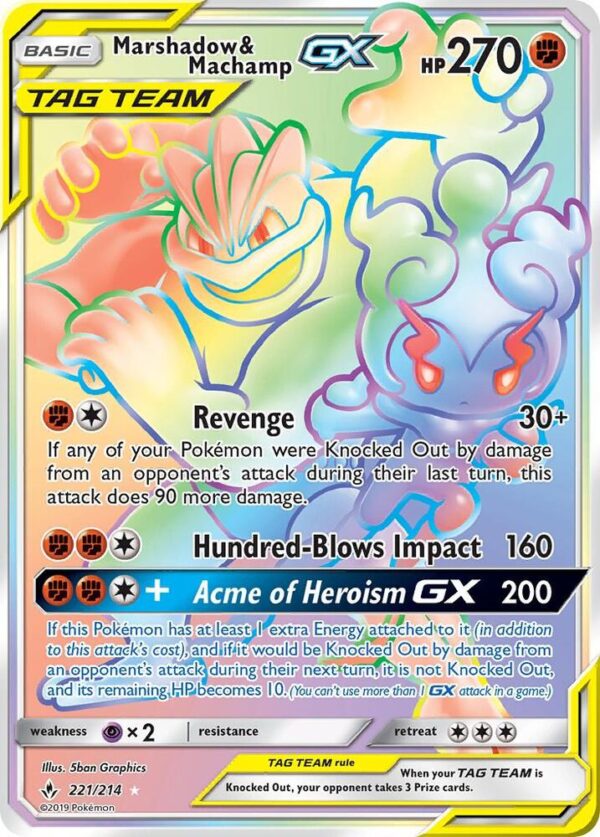Marshadow & Machamp GX (Secret) | 221/214 | Holofoil | SM - Unbroken ...